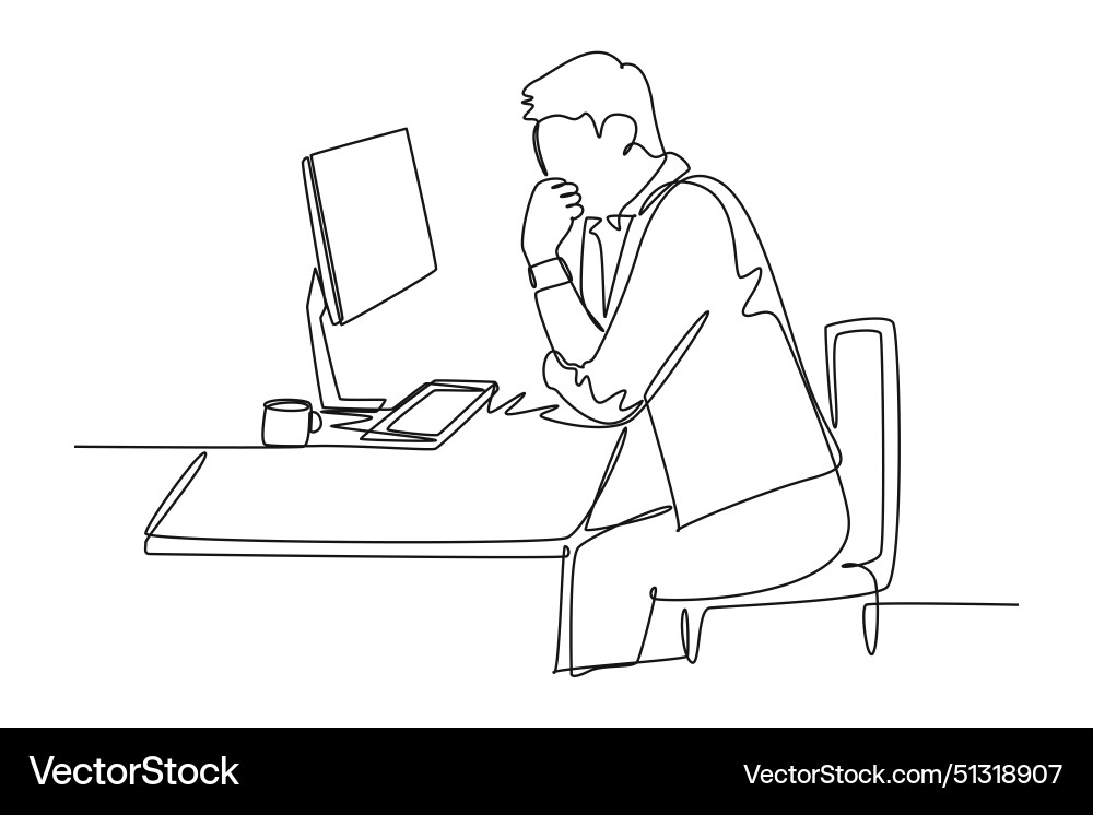 Single one line drawing of young startup ceo Vector Image