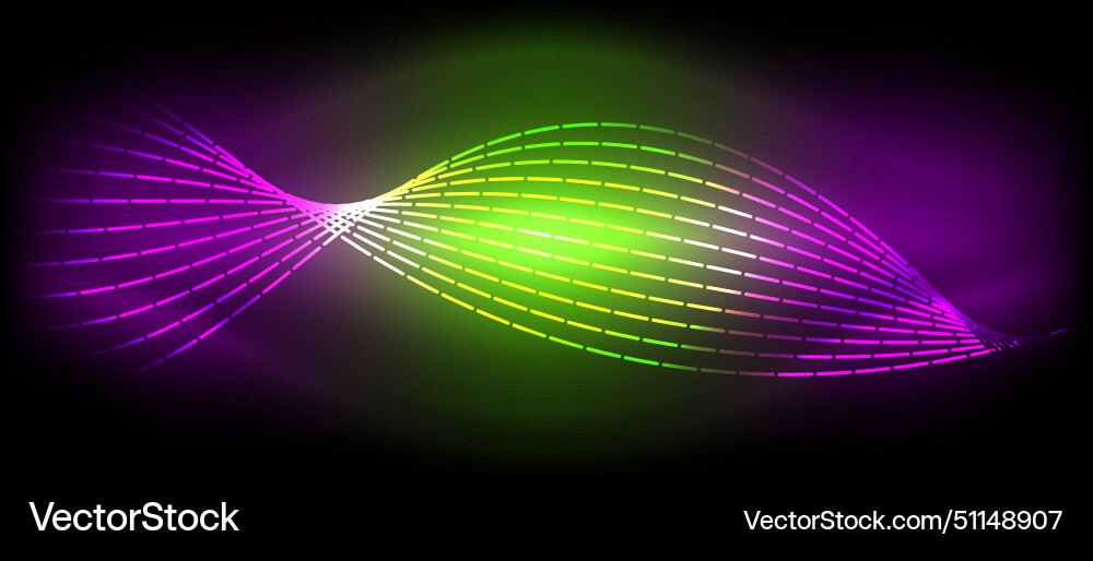 Vibrant neon green and purple wave on a deep Vector Image