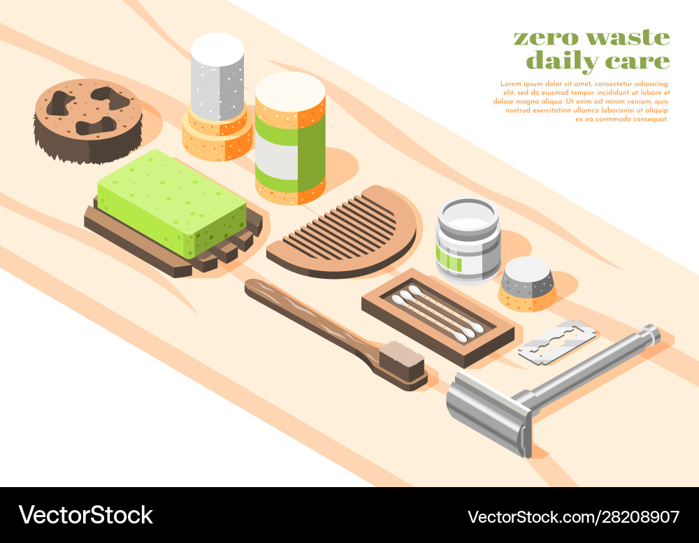 Zero waste isometric composition Royalty Free Vector Image