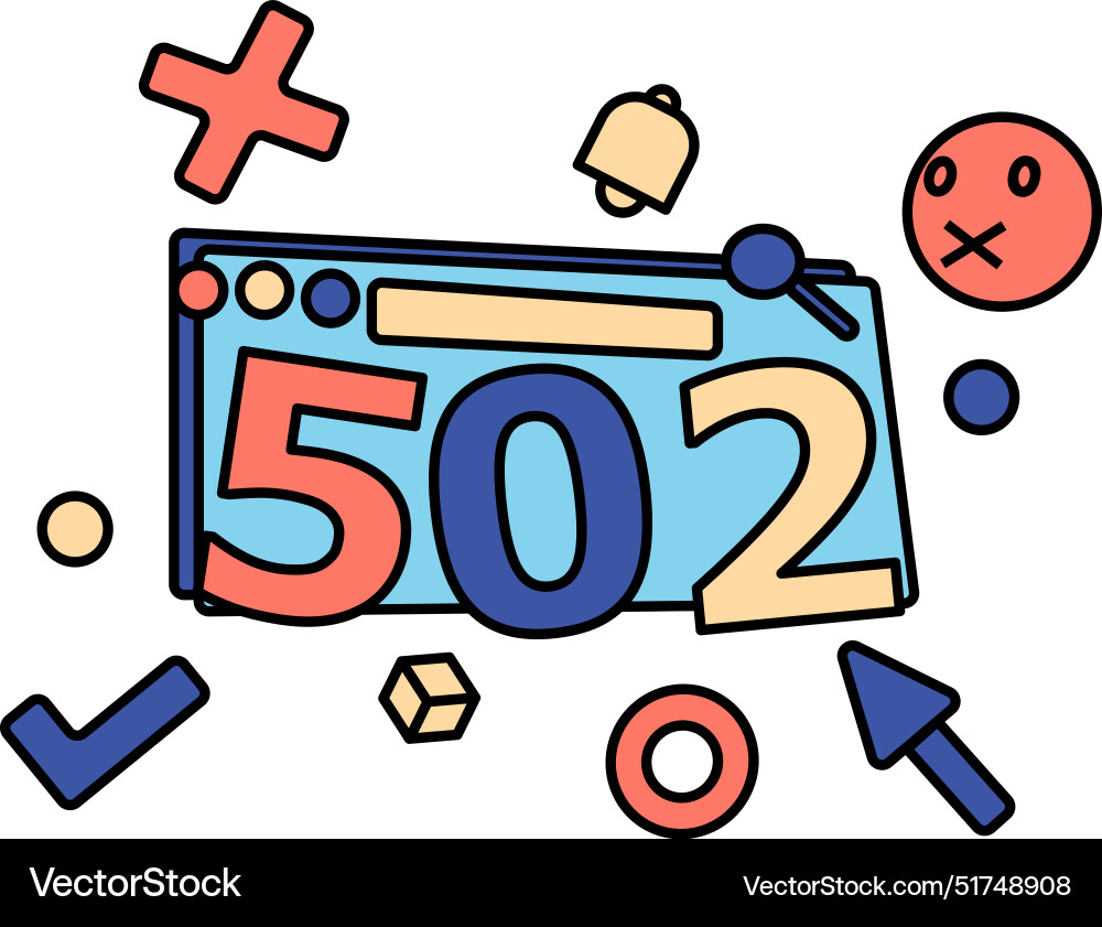 502 bad gateway error message on digital device Vector Image
