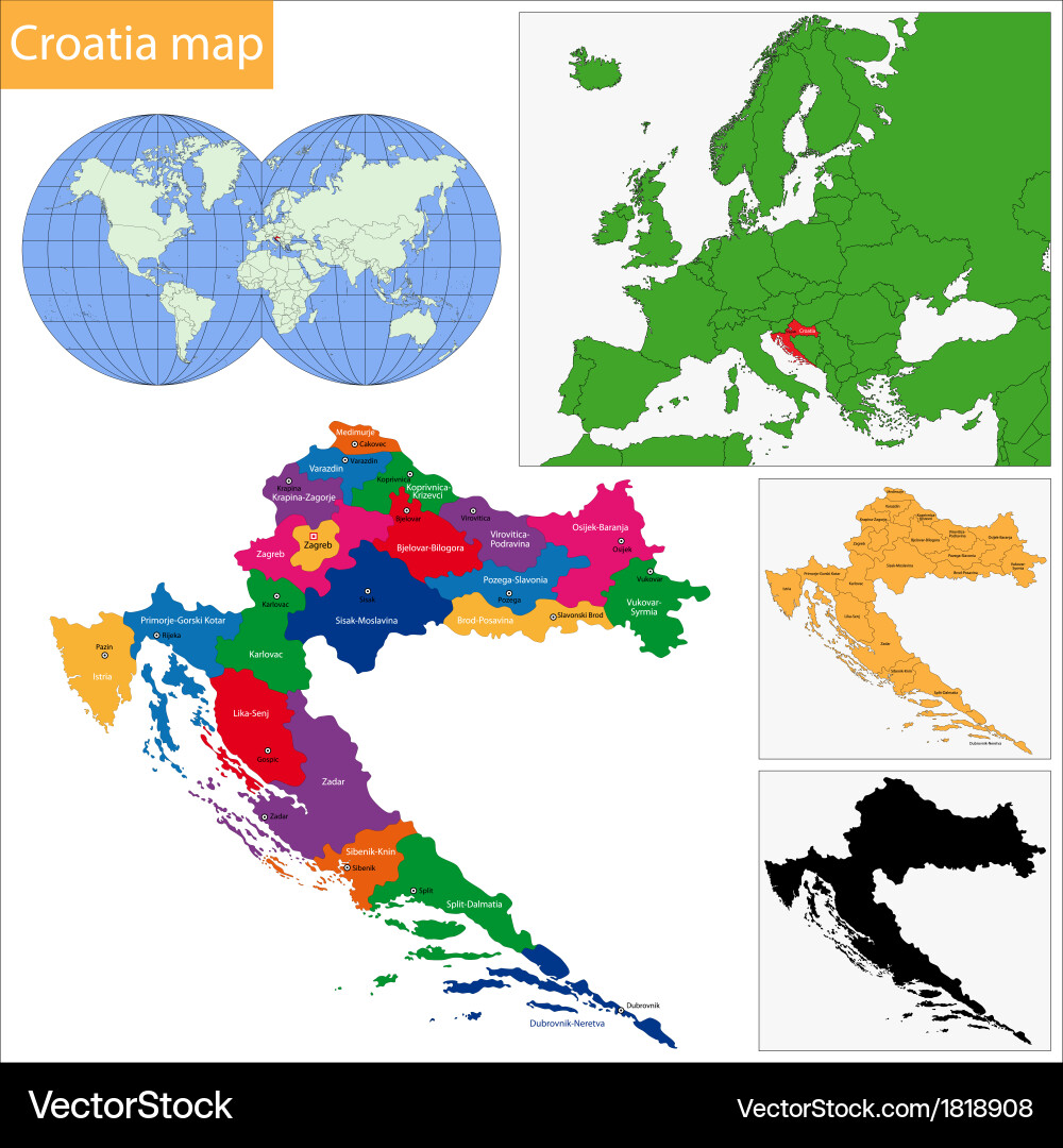 Croatia map Royalty Free Vector Image - VectorStock