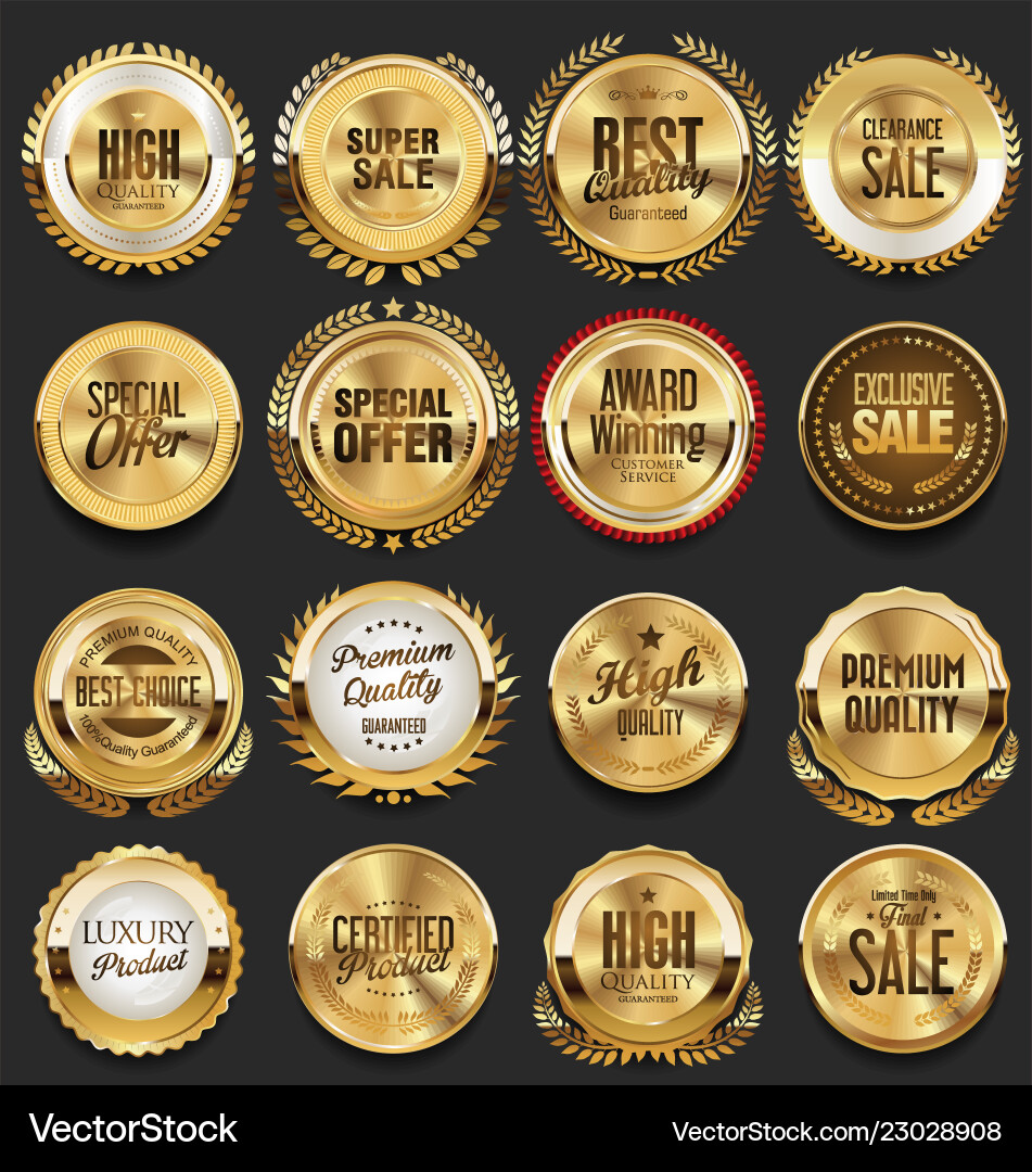 Golden Retro Awards Collection Royalty Free Vector Image
