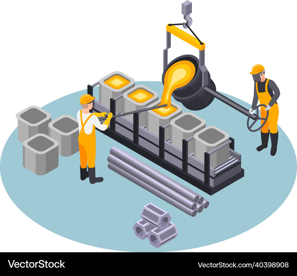 Isometric metalworking industry composition Vector Image