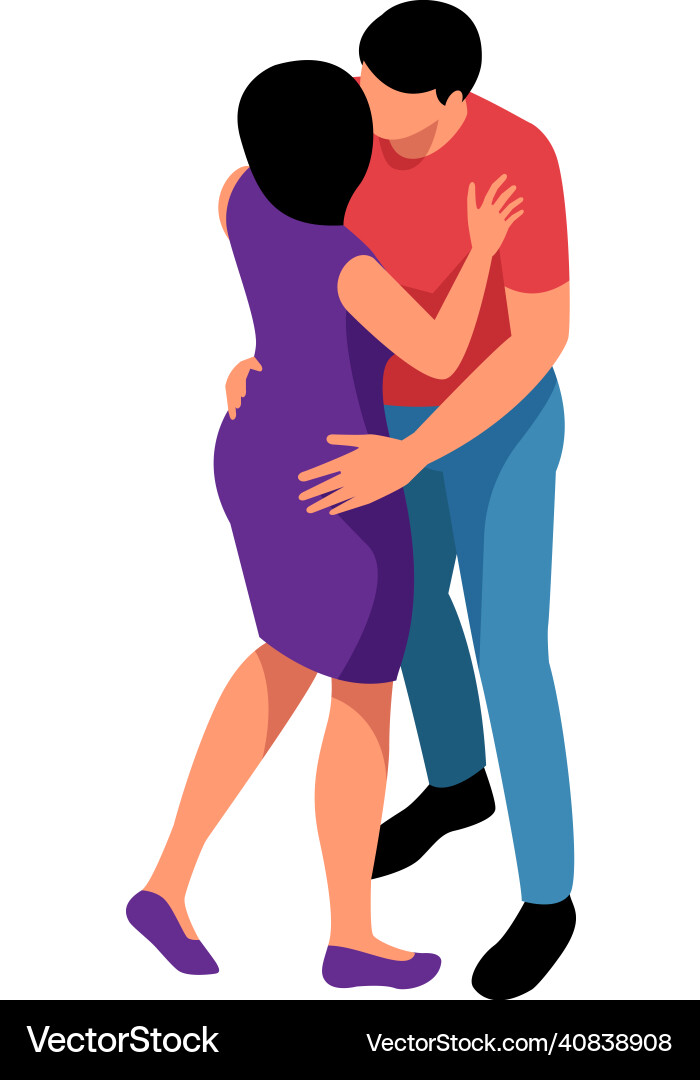 Kissing loving couple composition Royalty Free Vector Image