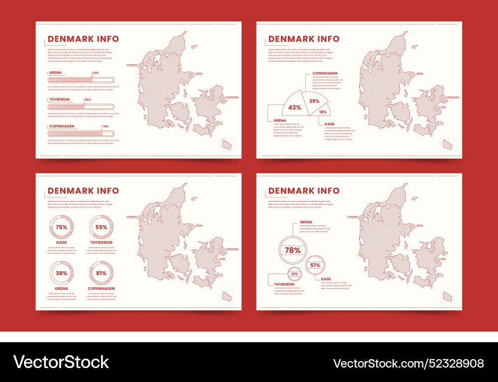 Linear denmark map infographic Royalty Free Vector Image