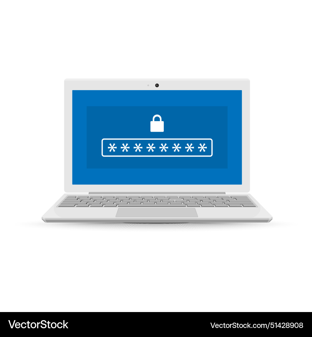 Password security access notice on laptop Vector Image