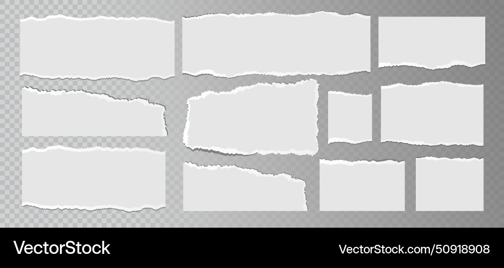 Realistic ripped white paper sheets isolated Vector Image