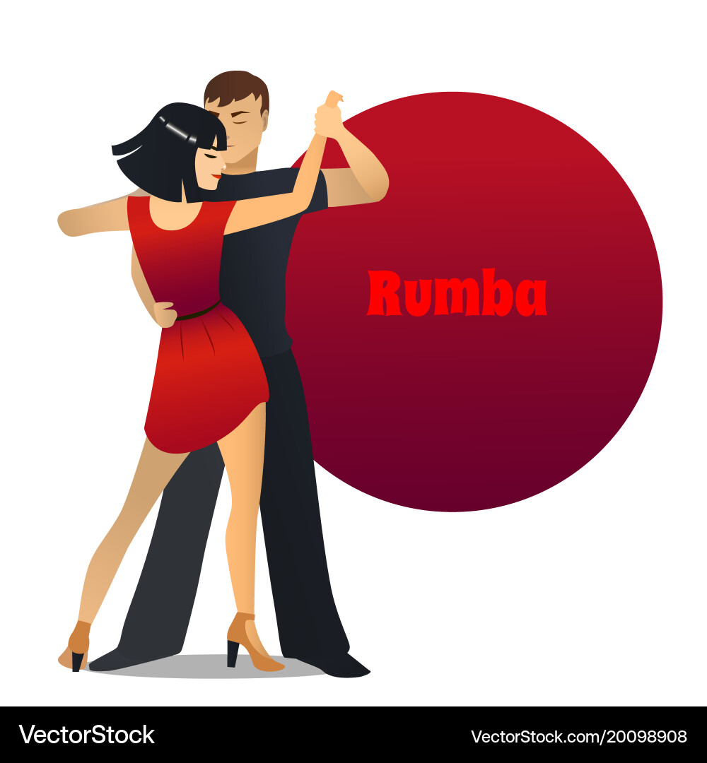 Rumba dancing couple in cartoon style Royalty Free Vector