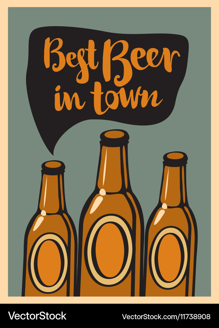 Three bottles beer Royalty Free Vector Image - VectorStock