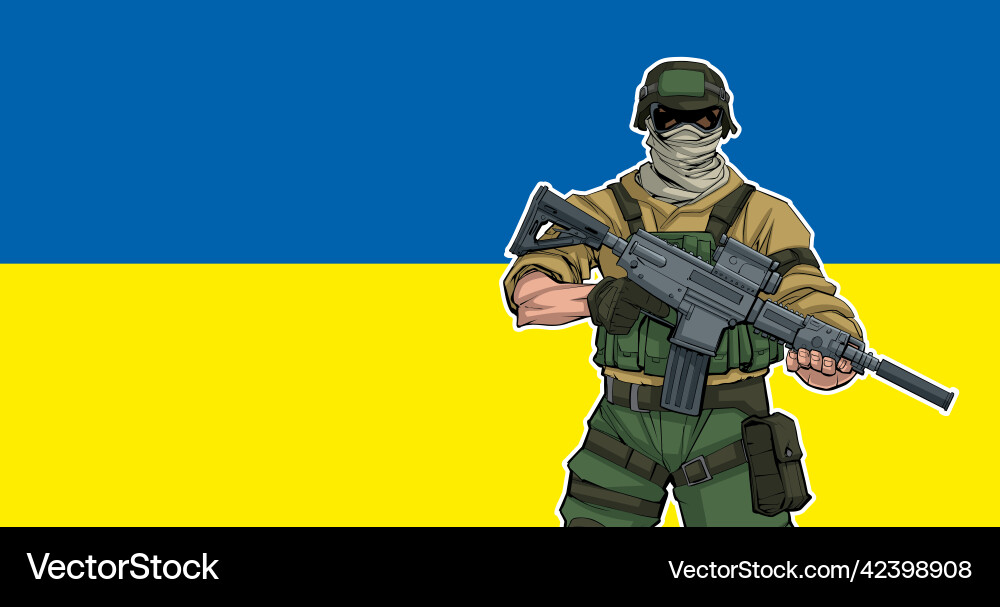 Ukrainian soldier background Royalty Free Vector Image