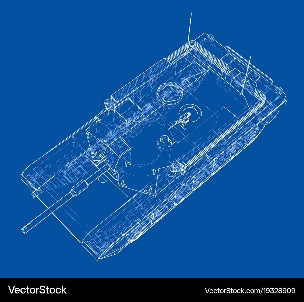 Blueprint of realistic tank Royalty Free Vector Image