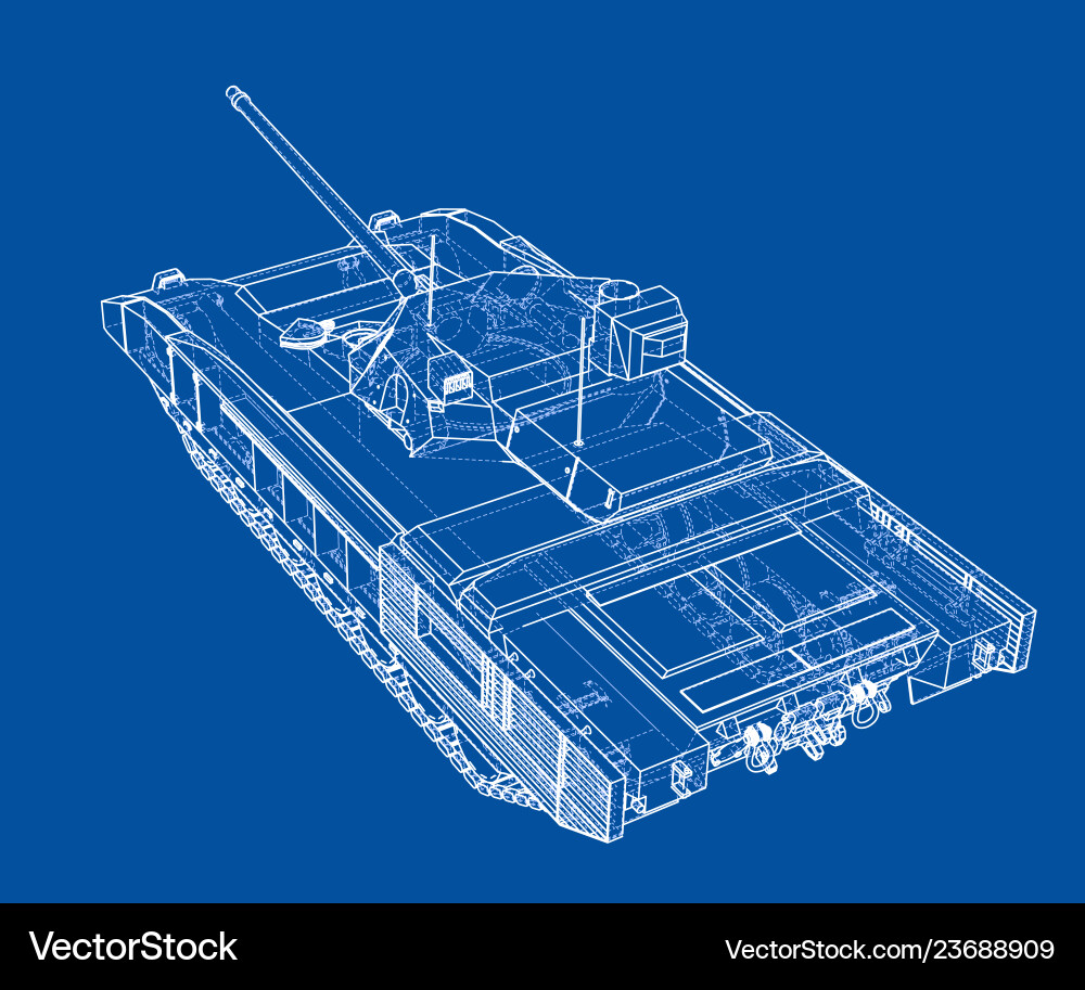 Blueprint of realistic tank Royalty Free Vector Image
