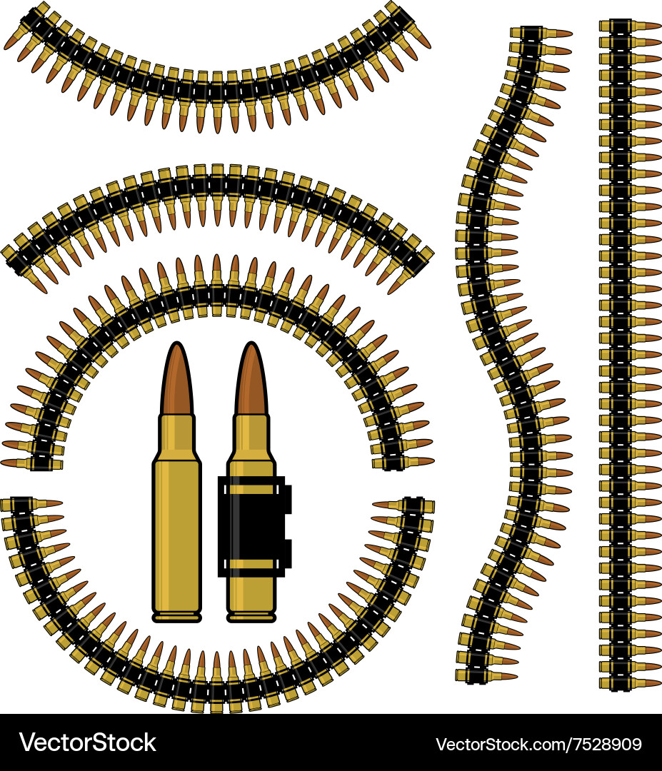 Bullet and machinegun cartridge belt Royalty Free Vector