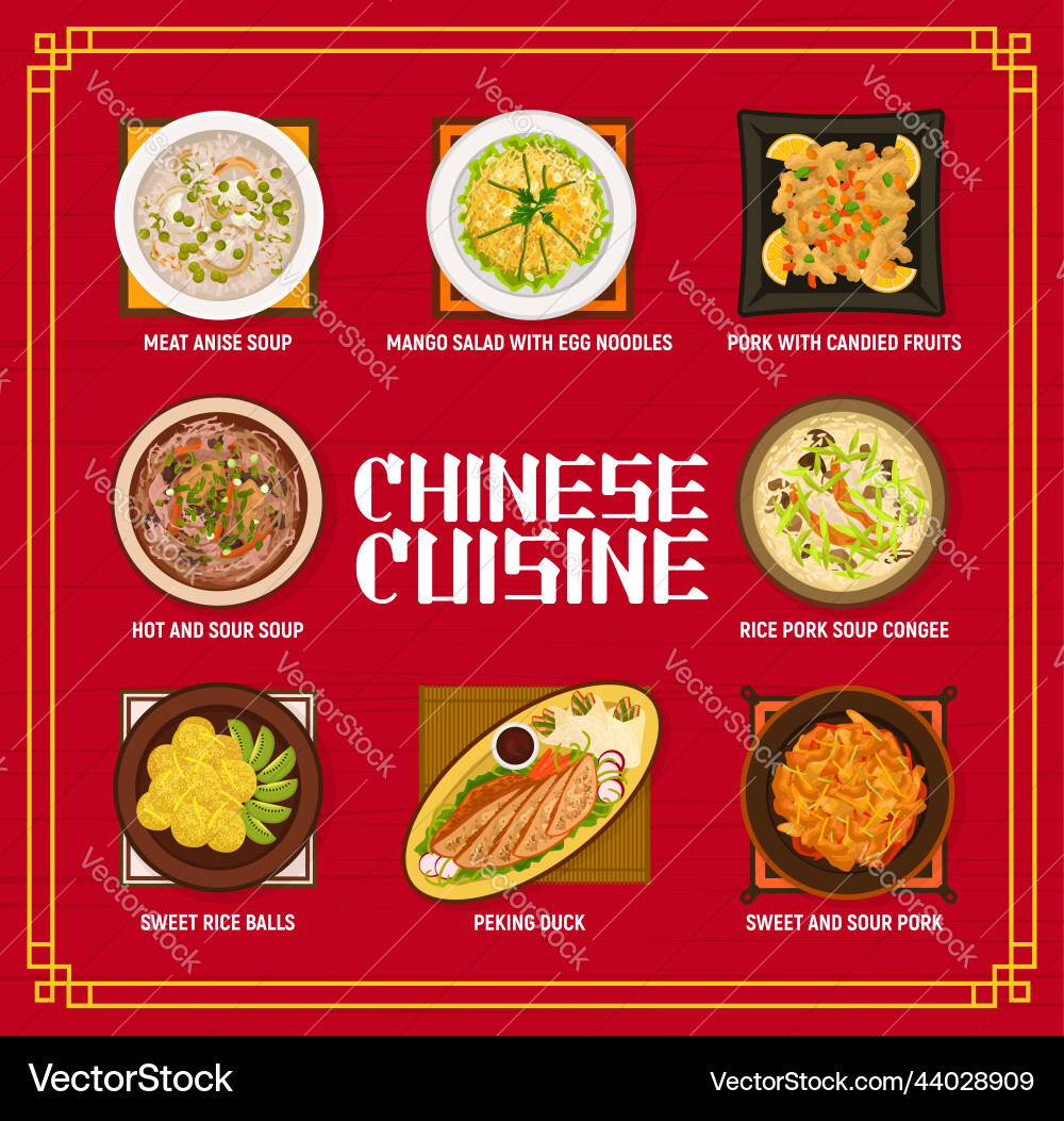 Chinese cuisine restaurant menu page template Vector Image
