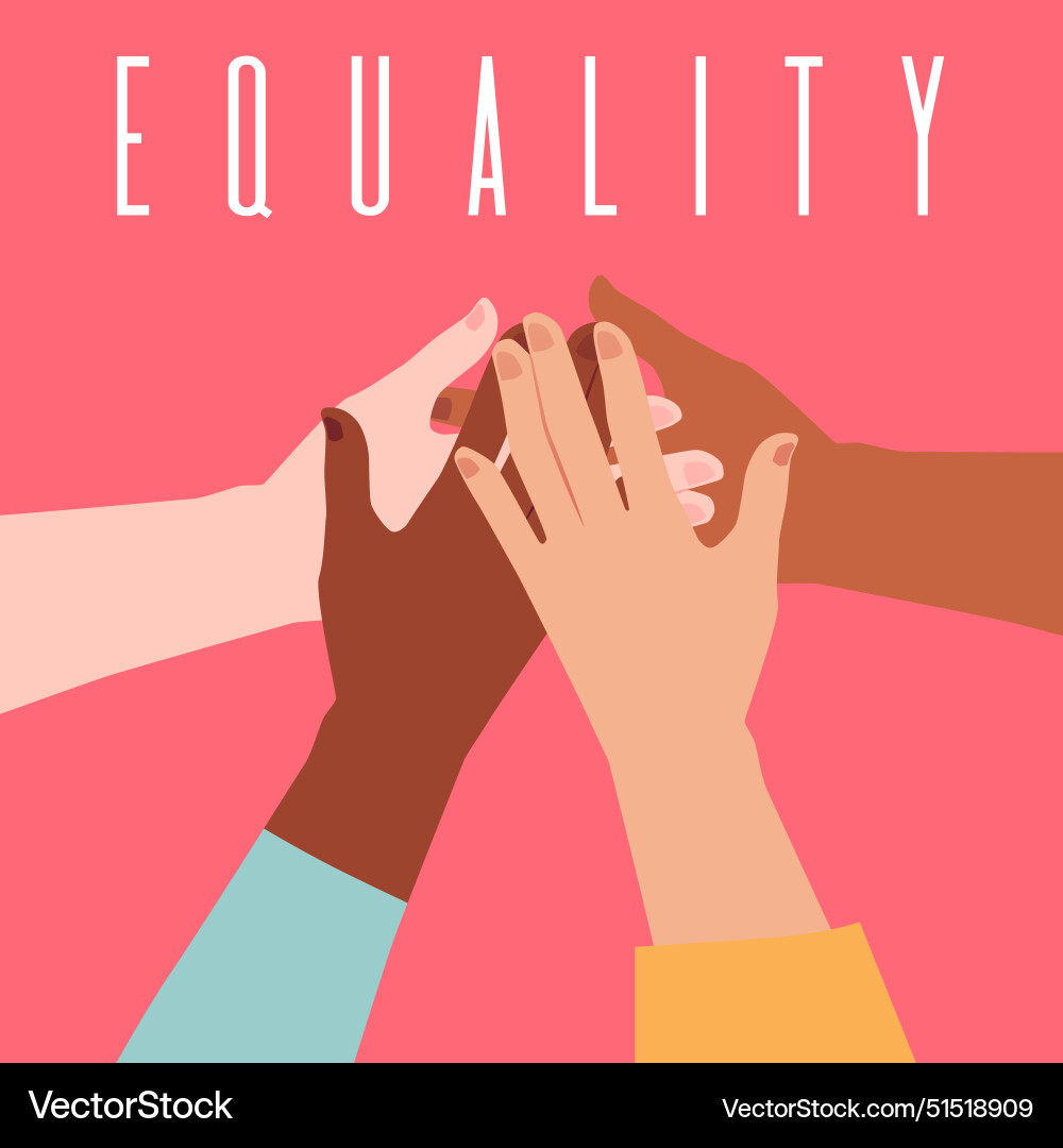 Clasped hands poster on the theme of equality Vector Image