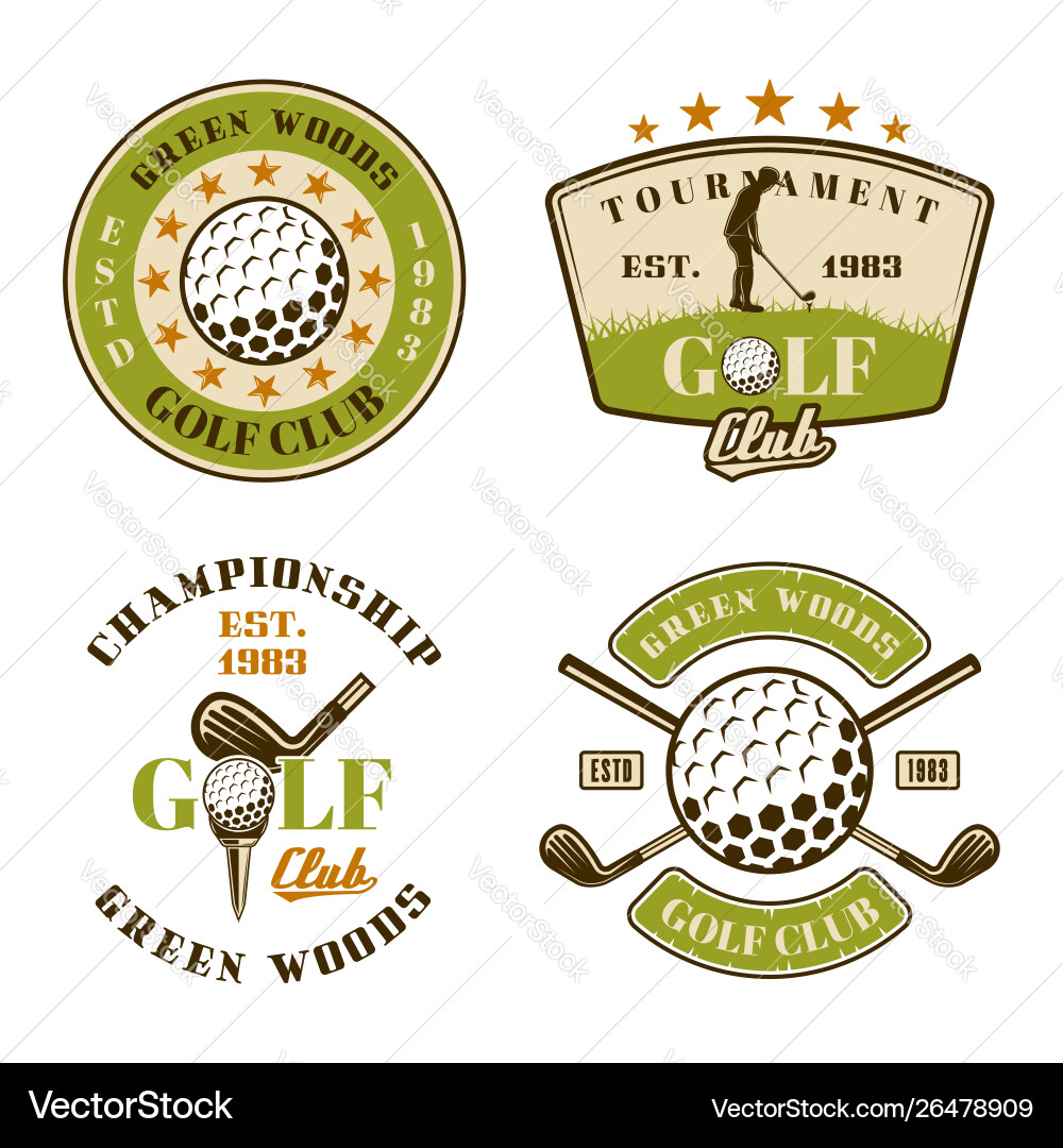 Golf Club Set - Vintage Emblems Royalty Free Vector Image