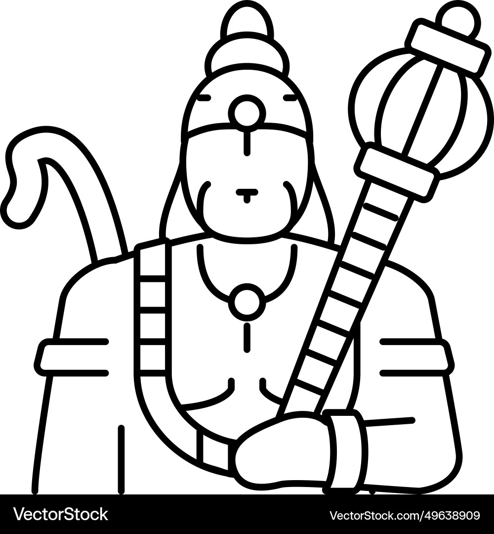 Hanuman god indian line icon Royalty Free Vector Image