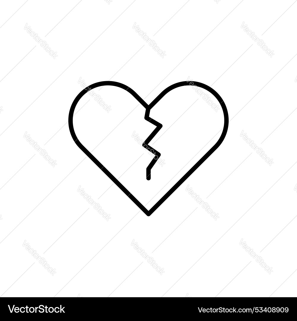 Heart crack icon isolated on white background Vector Image