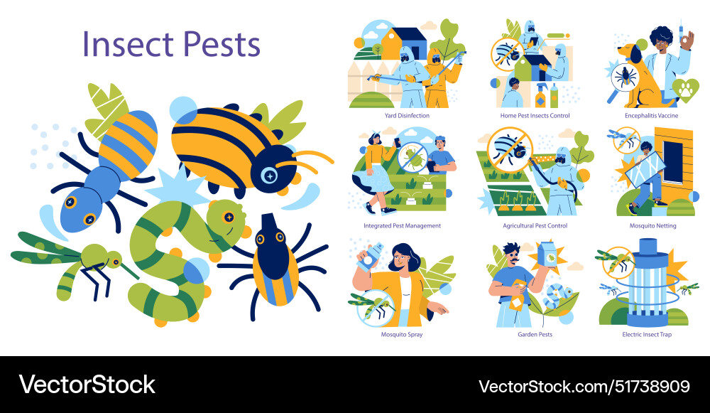 Insect pests flat Royalty Free Vector Image - VectorStock