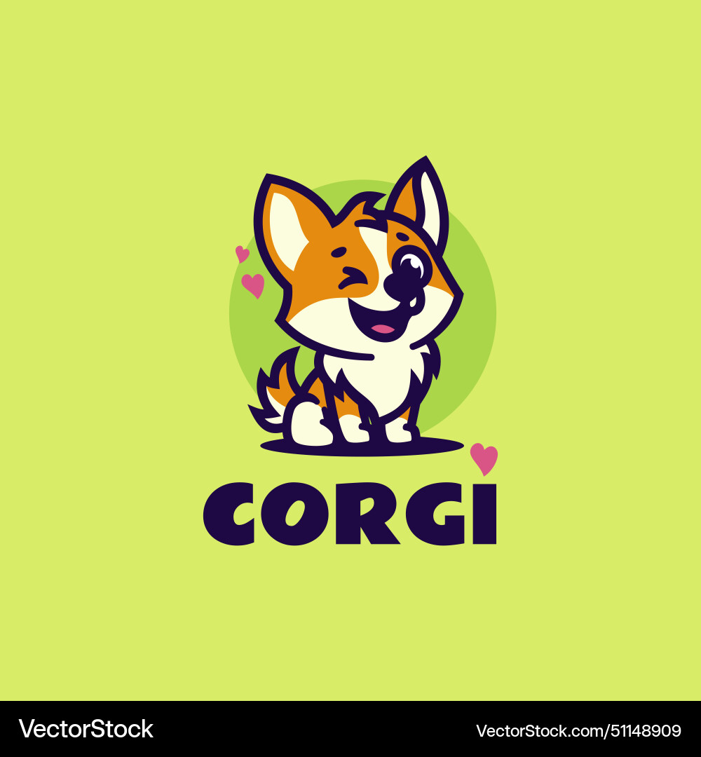 Logo corgi dog mascot cartoon style Royalty Free Vector