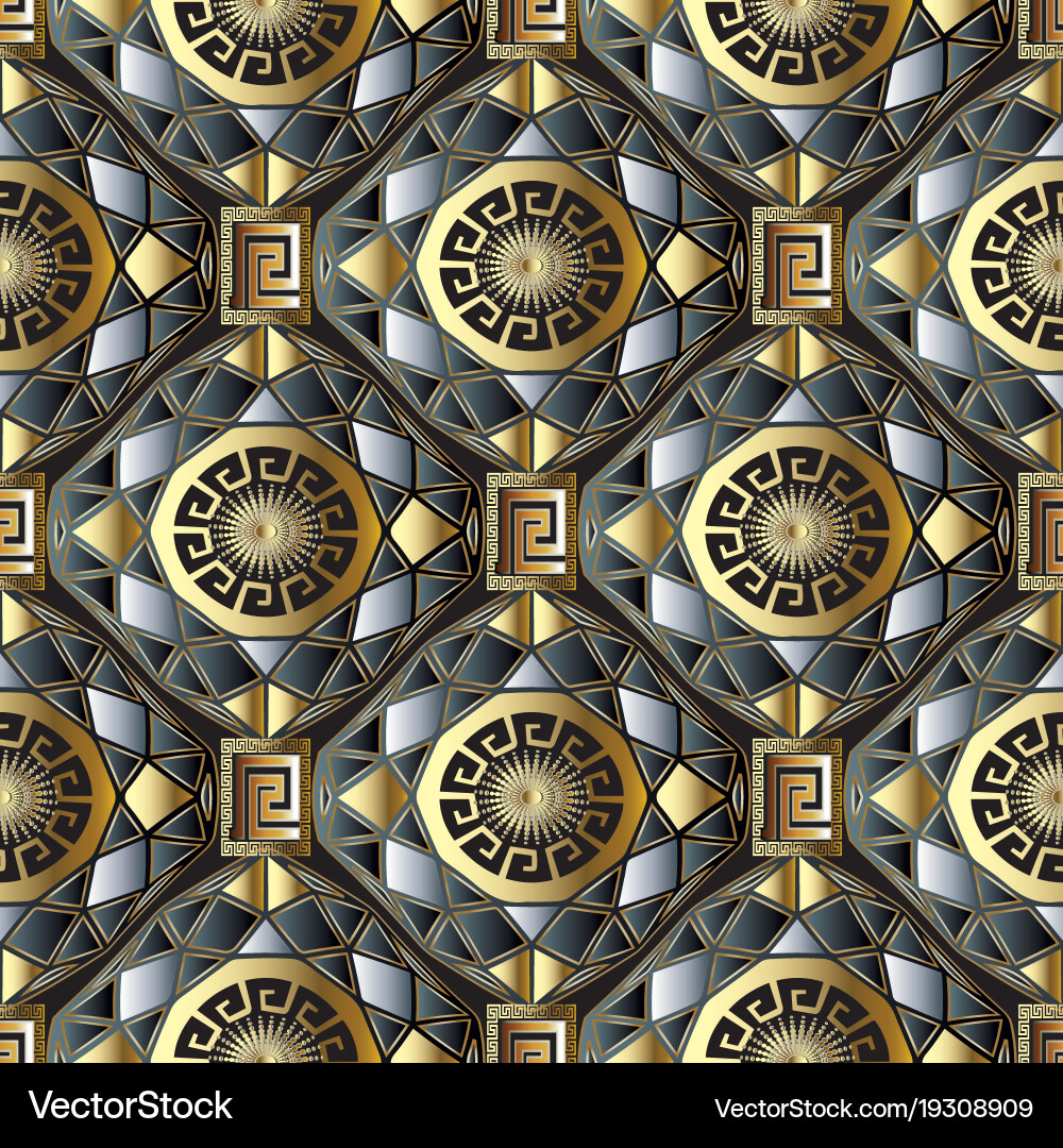 Modern greek key meander geometric 3d seamless Vector Image