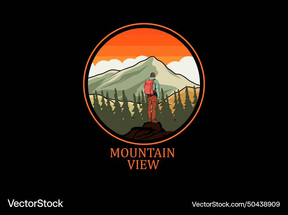Mountain view retro vintage landscape design Vector Image