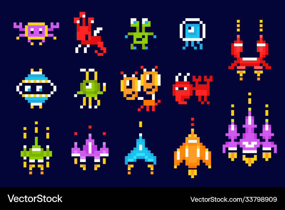 Pixel game icon set Royalty Free Vector Image - VectorStock