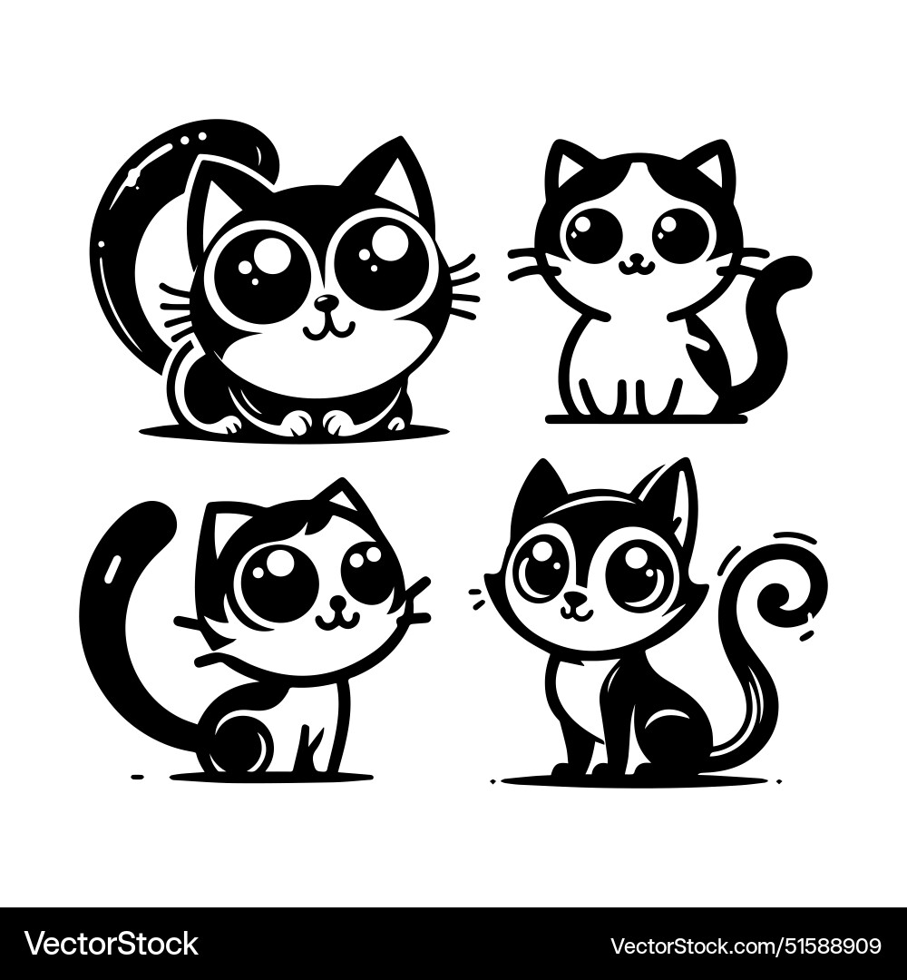 Set of cute cat hand drawn Royalty Free Vector Image