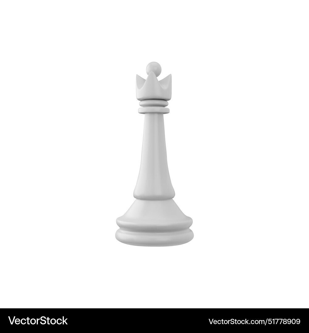 White queen chess piece 3d plastic icon Royalty Free Vector