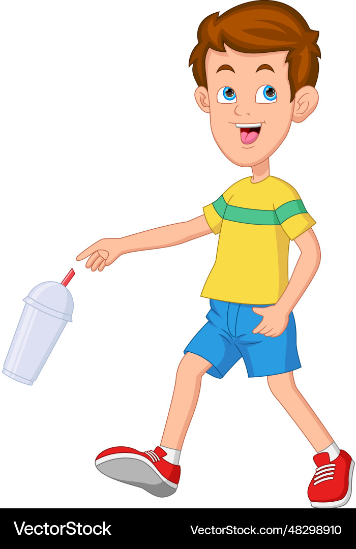 Boy throwing garbage Royalty Free Vector Image