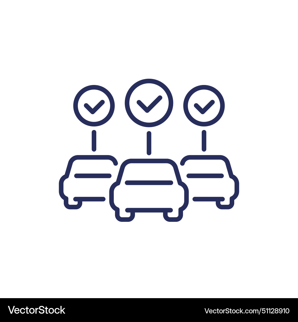 Car fleet line icon on white Royalty Free Vector Image