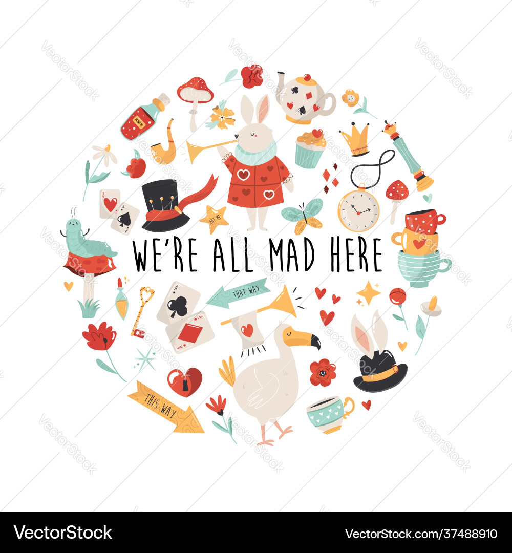 Colorful compositions with characters alice Vector Image