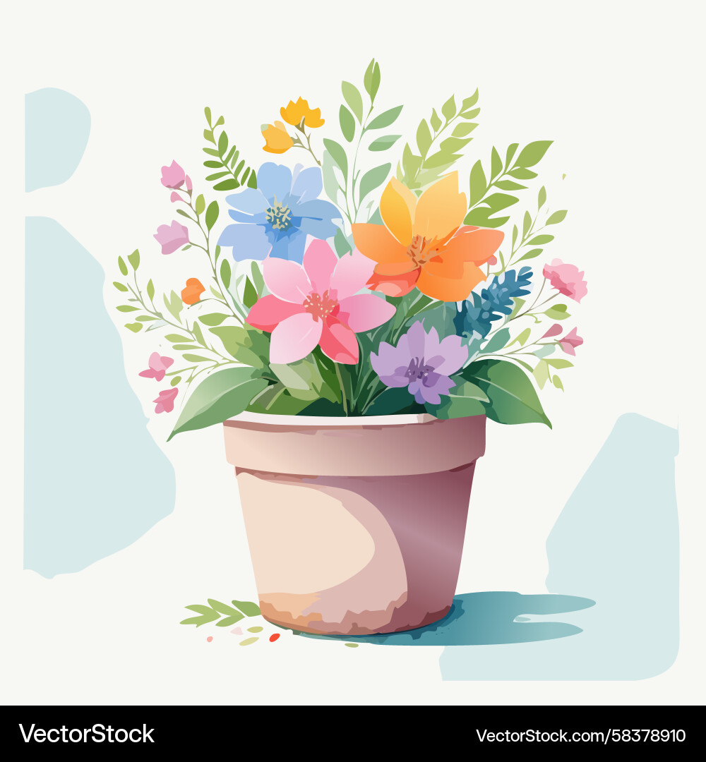 Colorful Spring Floral Watercolor Royalty Free Vector Image