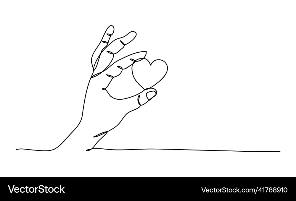 Continuous one line drawing health care hands Vector Image