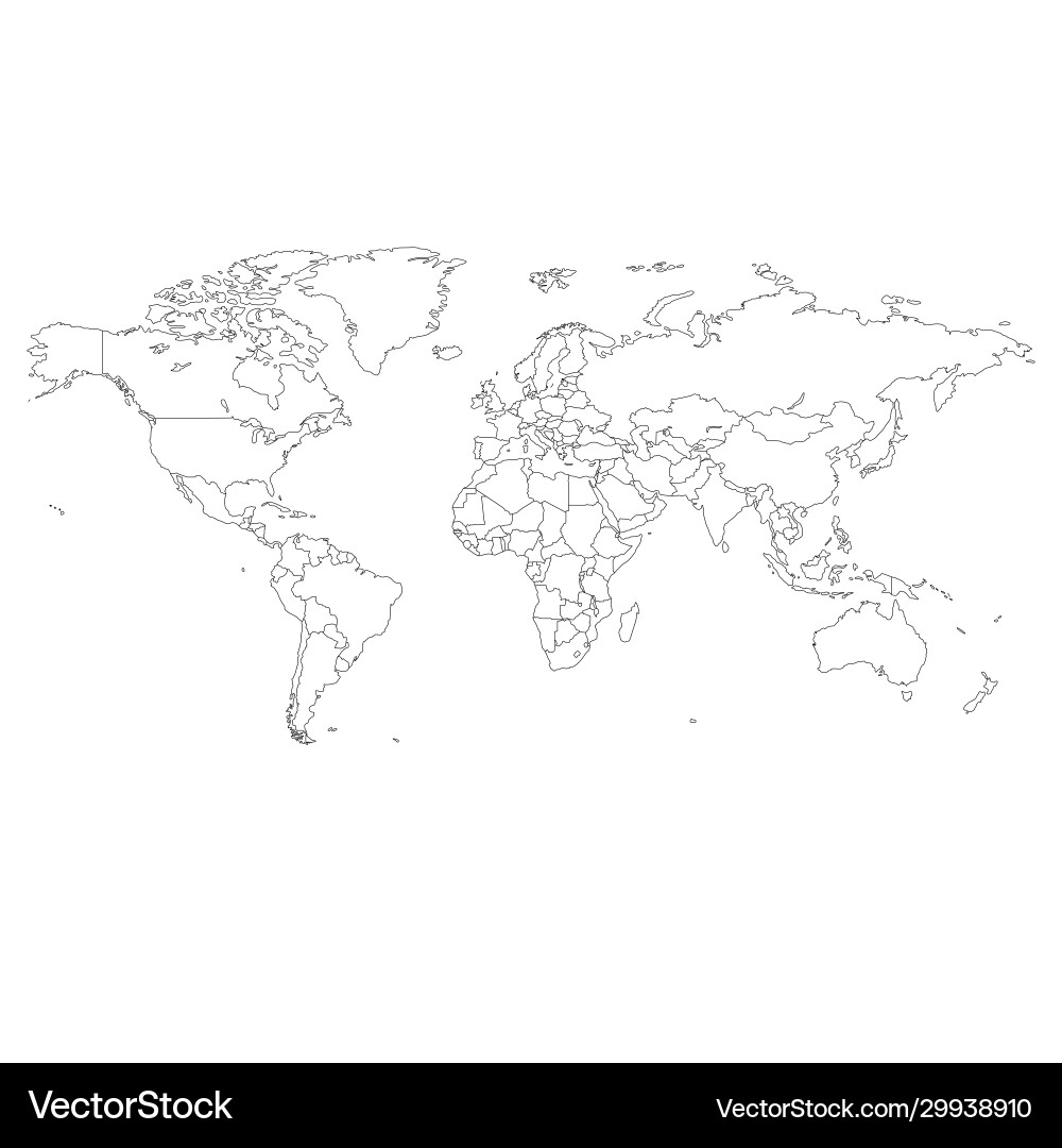 Gray World Map with Country Borders Royalty Free Vector