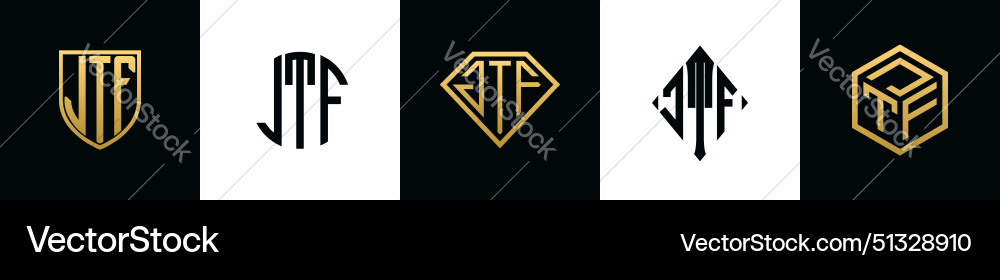 Initial letters jtf logo designs bundle Royalty Free Vector