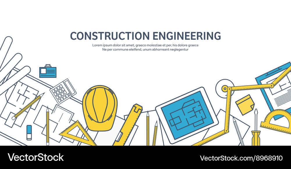 Lined outline engineering Royalty Free Vector Image