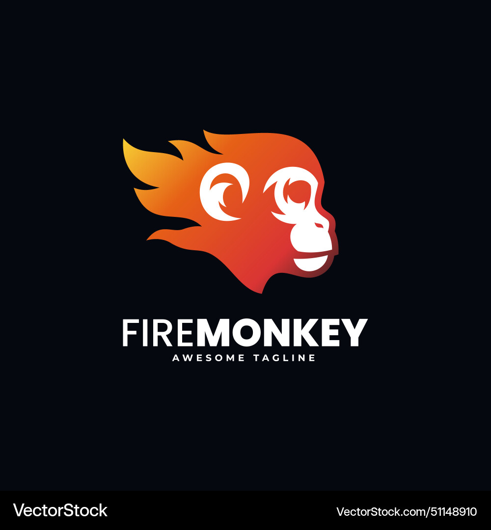 Logo fire monkey gradient colorful style Vector Image