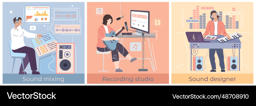 Music Production Studio Concept Royalty Free Vector Image