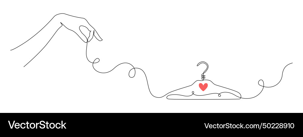 One continuous drawing of hanger with hand Vector Image