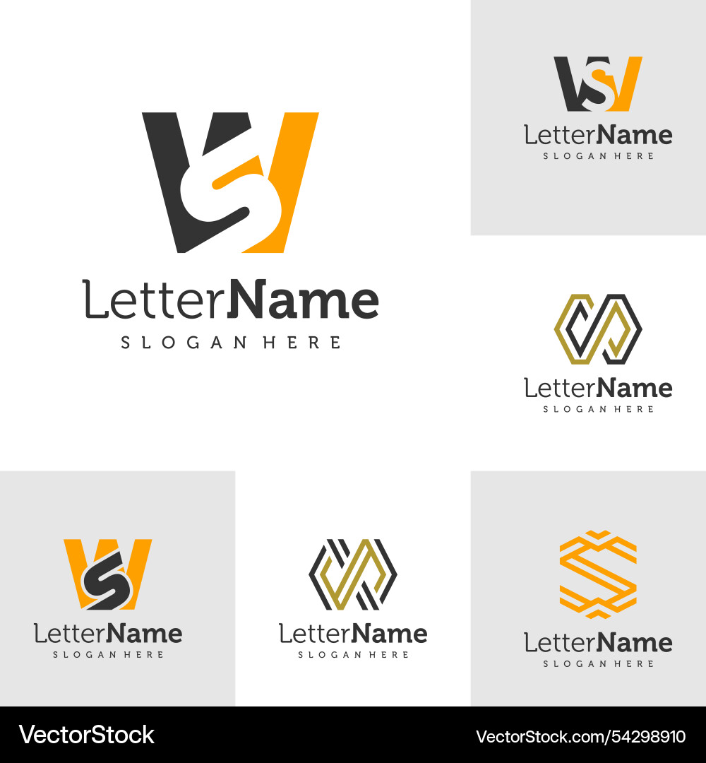 Set of letter sw logo design creative initial Vector Image