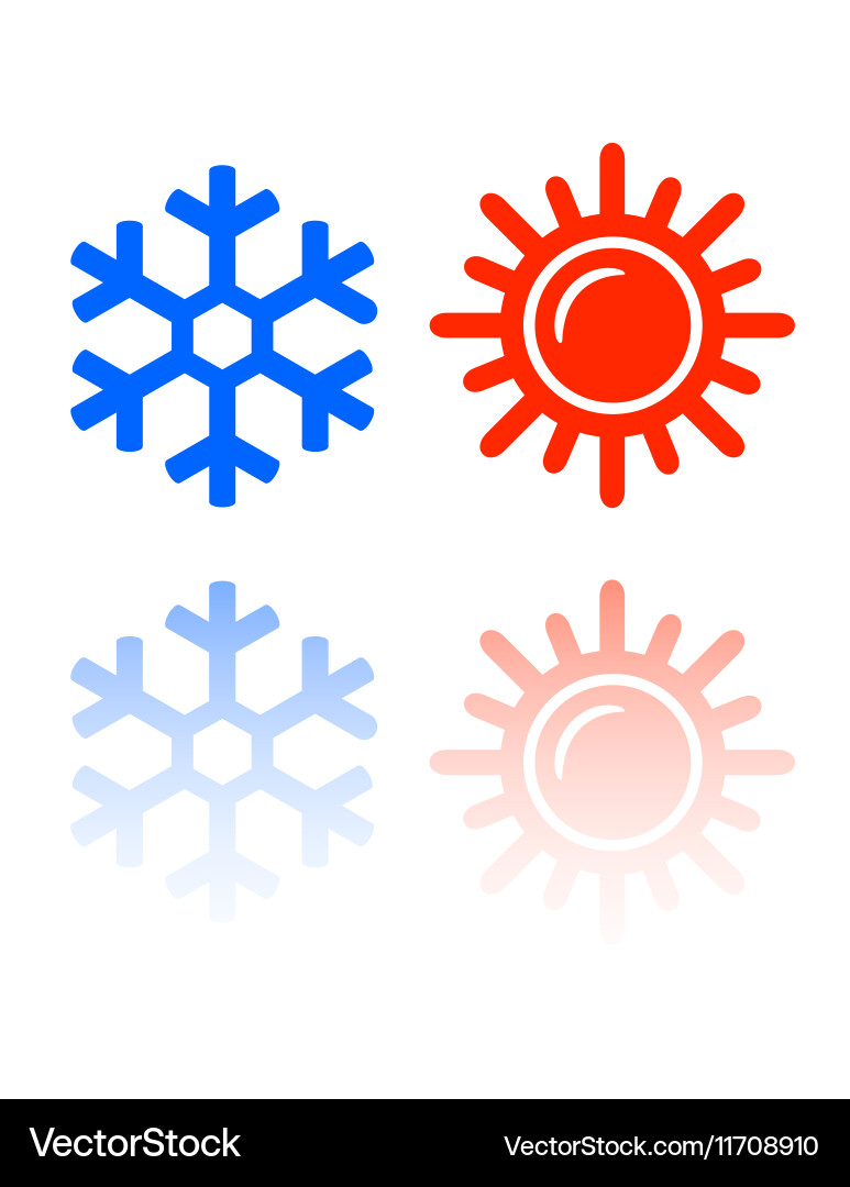 Snowflake and sun symbols Royalty Free Vector Image