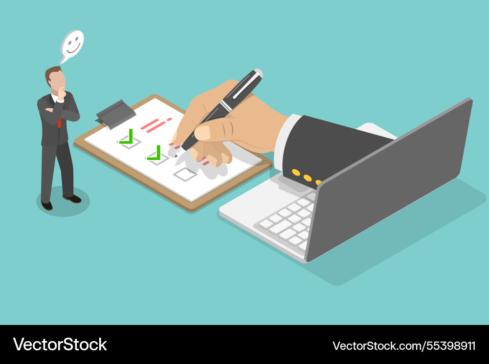 3d isometric flat of survey Royalty Free Vector Image