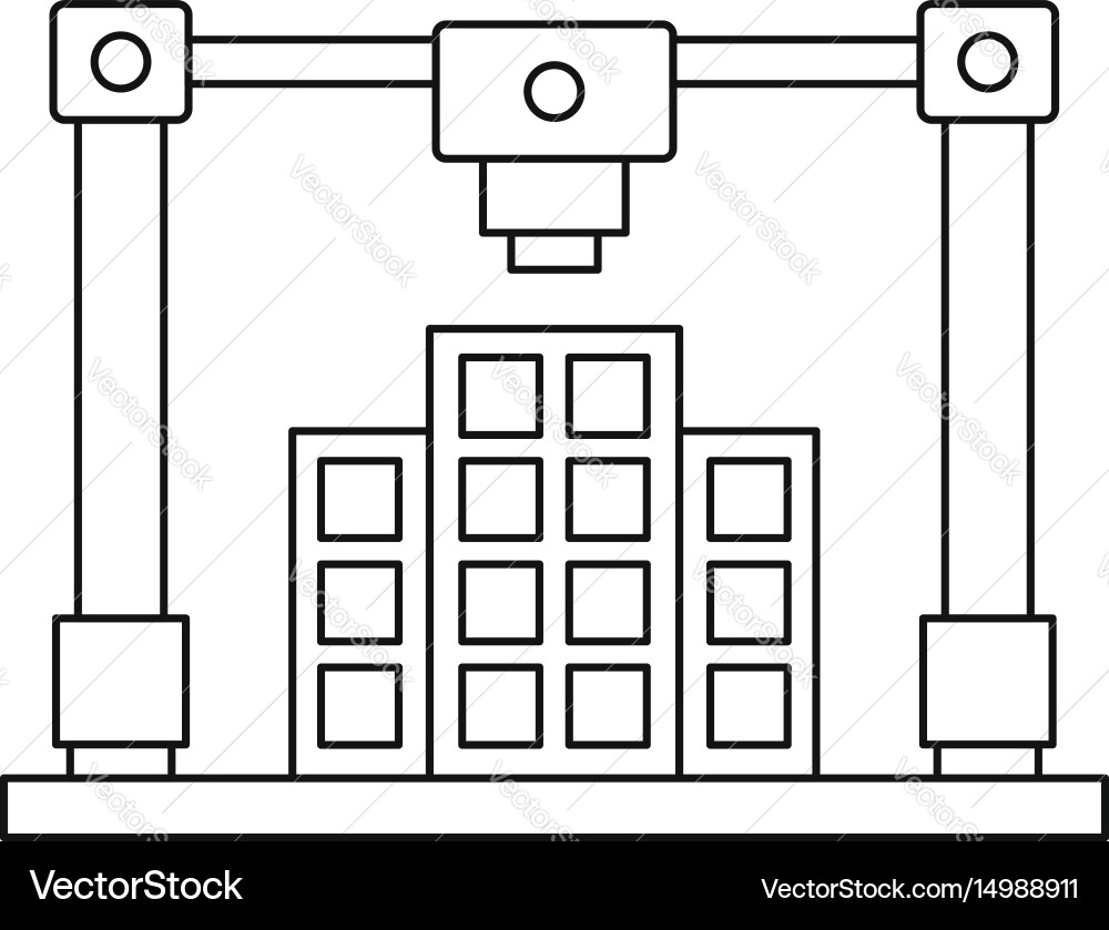 3d printer printing layout of building icon Vector Image