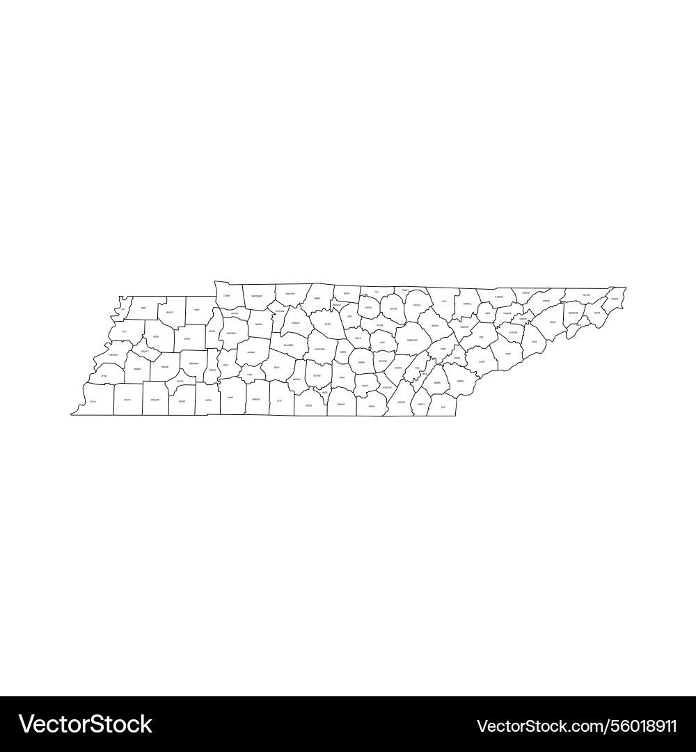 Administrative map of tennessee tn Royalty Free Vector Image