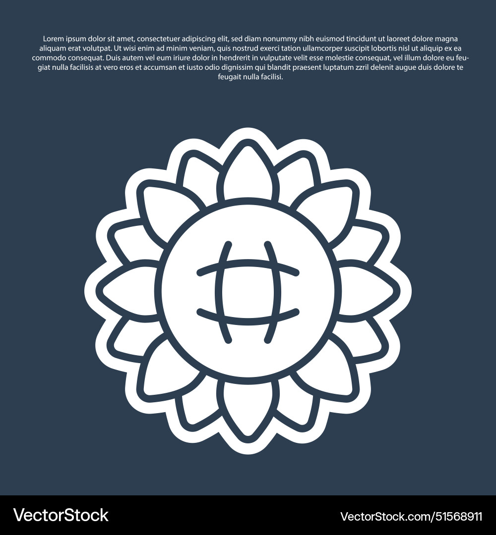 Blue line sunflower icon isolated Royalty Free Vector Image