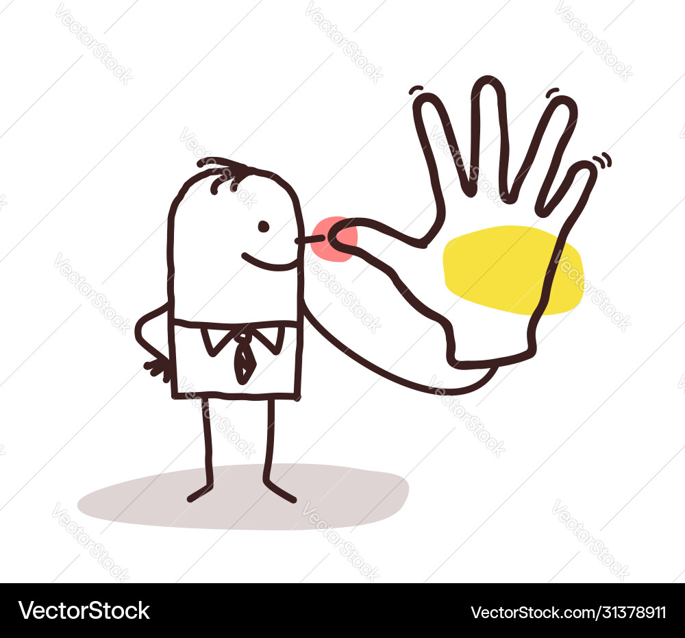 Cartoon man making a snub hand sign Royalty Free Vector