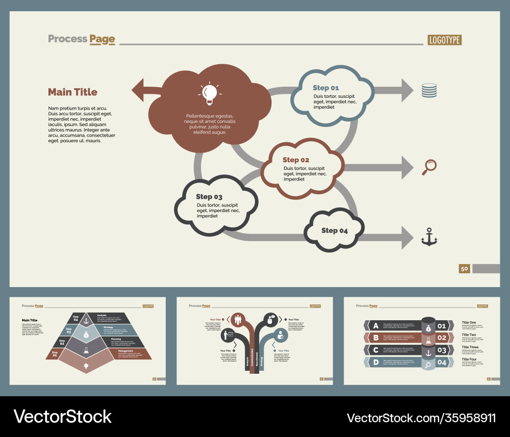 Four teamwork slide templates set Royalty Free Vector Image