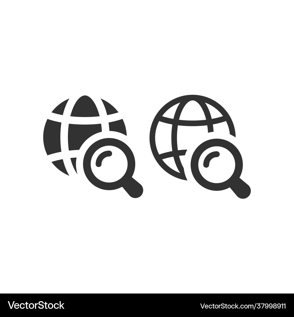 Globe with magnifying glass icon Royalty Free Vector Image