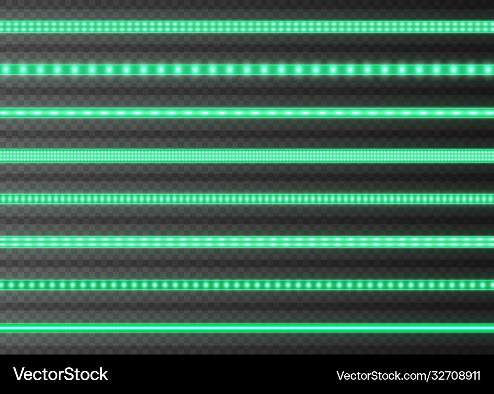 Green led strips collection bright luminous Vector Image